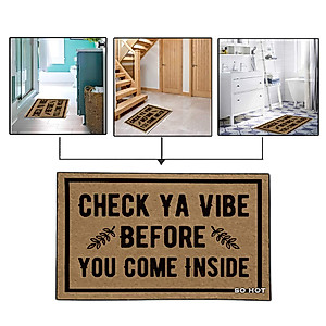 So Hot Funny Door mat Custom Indoor Check Ya Vibe Before You Come Inside 18X30 Inch Home and Office Decorative Entry Rug GardenKitchenBedroom Mat Non-Slip Rubber, 30(L) x 18(W)