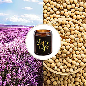 HUTYRT Lavender Scented Candles - Thinking of You Gifts for Women - A Hug in a Jar Candles - I Miss You Gifts,Get Well Gift for Her, Girlfriend, Boyfriend, Friends