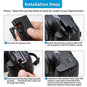 Glorich ACK-E10 AC Power Adapter DR-E10 DC Coupler LP-E10 Dummy Battery Power Supply Kit for Cameras Canon EOS 1100D 1200D 1300D 1500D 2000D Rebel T3 T5 T6 T7 Kiss X50 X70 X80 X90