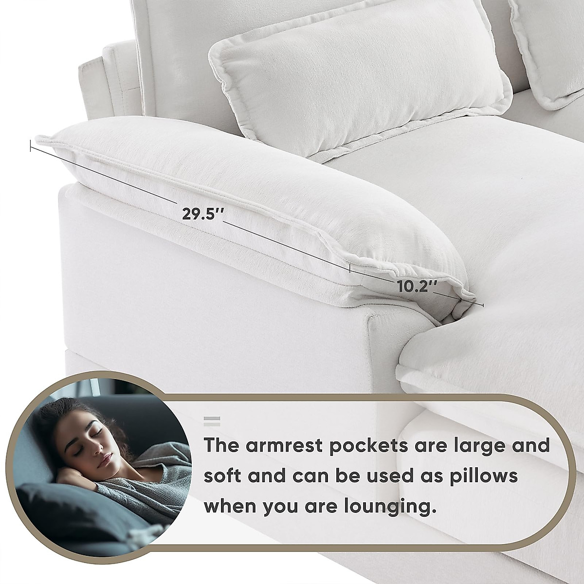 Neylory Modular Sectional Sofa, 123" Chenille Sectional Couches for Living Room, Modern U Shaped Cloud Couch Large Overstuffed Sofa with Chaise for Bedroom Apartment Office Beige