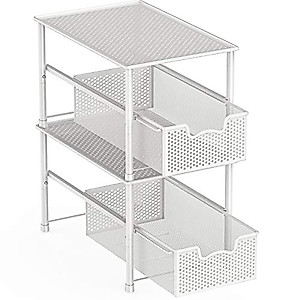 Simple Houseware Stackable Under Sink Cabinet Sliding Basket Organizer Drawer, White