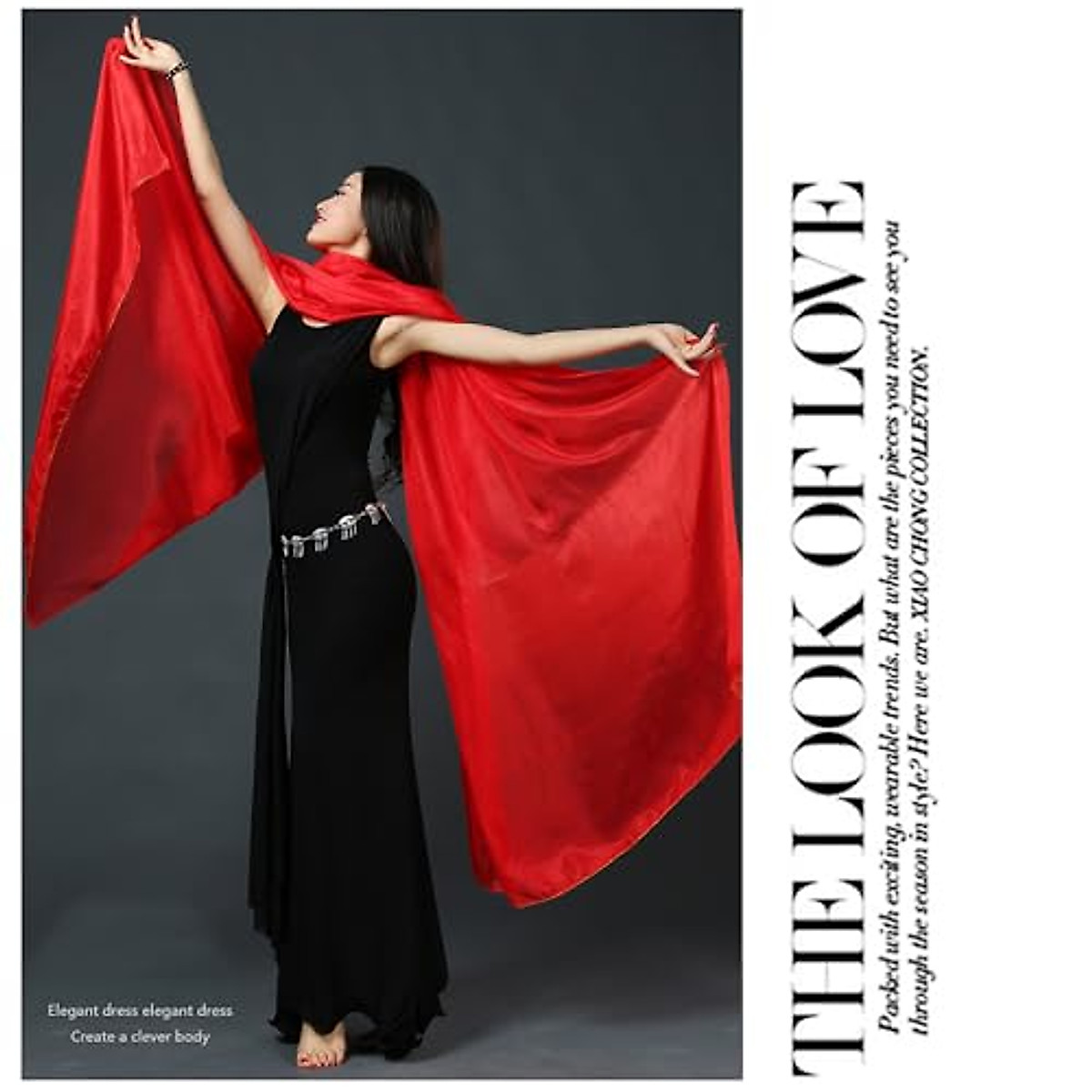 Nimiman Women 100% Real Silk Belly Dance Veils Dancing Hand Scarves Gradual Color Adult Size (Red)