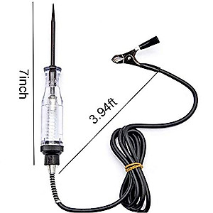 TuNan 6V-12V-24V DC Car Circuit Tester Light, Professional Auto Voltage Continuity Test, Automotive Electrical Volt Test Light/Long Probe for Wire/Fuse/Socket and More - Black