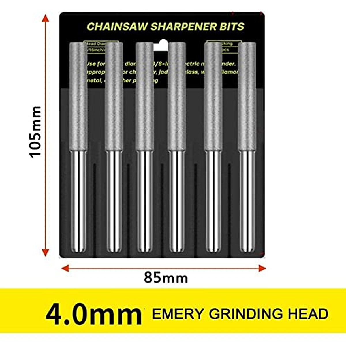 6Pcs Diamond Coated Cylindrical Burr 4-5mm Chainsaw Sharpener Stone File Chain Saw Sharpening Carving Grinding Tools Silver/Gold