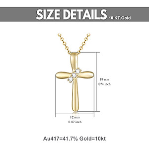 SISGEM 14K Gold Natural Diamond Cross Necklace, Real Yellow Gold Blessing Cross Pendant Jewelry Anniversary Present for Women, 18 Inch Gold Adjustable Chain