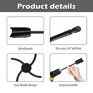 QWLWBU 6Pcs Drill Mixer Attachment,Mixer Drill Attachment Resin Mixer Paddles Epoxy Mixer Attachment for Powerful Mixing Paint Stirrer Drill Attachment for Resin, Silicone Mixing(Black)