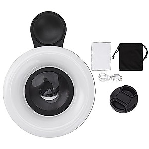 GOWENIC 15X Macro Lens with Mini Clip Ring Light, Macro Lens for Smartphone, 2800 to 6500K Phone Clip on Zoom Lens for Photography Video Recording (Black)
