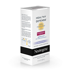 Neutrogena Healthy Defense Daily Moisturizer for Sensitive Skin with SPF 50, Mineral Sunscreen with Zinc Dioxide & Titanium Dioxide, Oil-Free & Fragrance-Free, 1.7 fl. oz