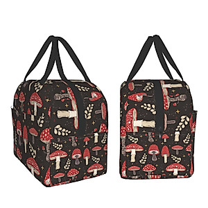 Pubnico Cute mushroom Lunch Box, Bento Box Insulated Lunch Boxes Reusable Waterproof Lunch Bag With Front Pocket For Office Picnic Hiking Beach