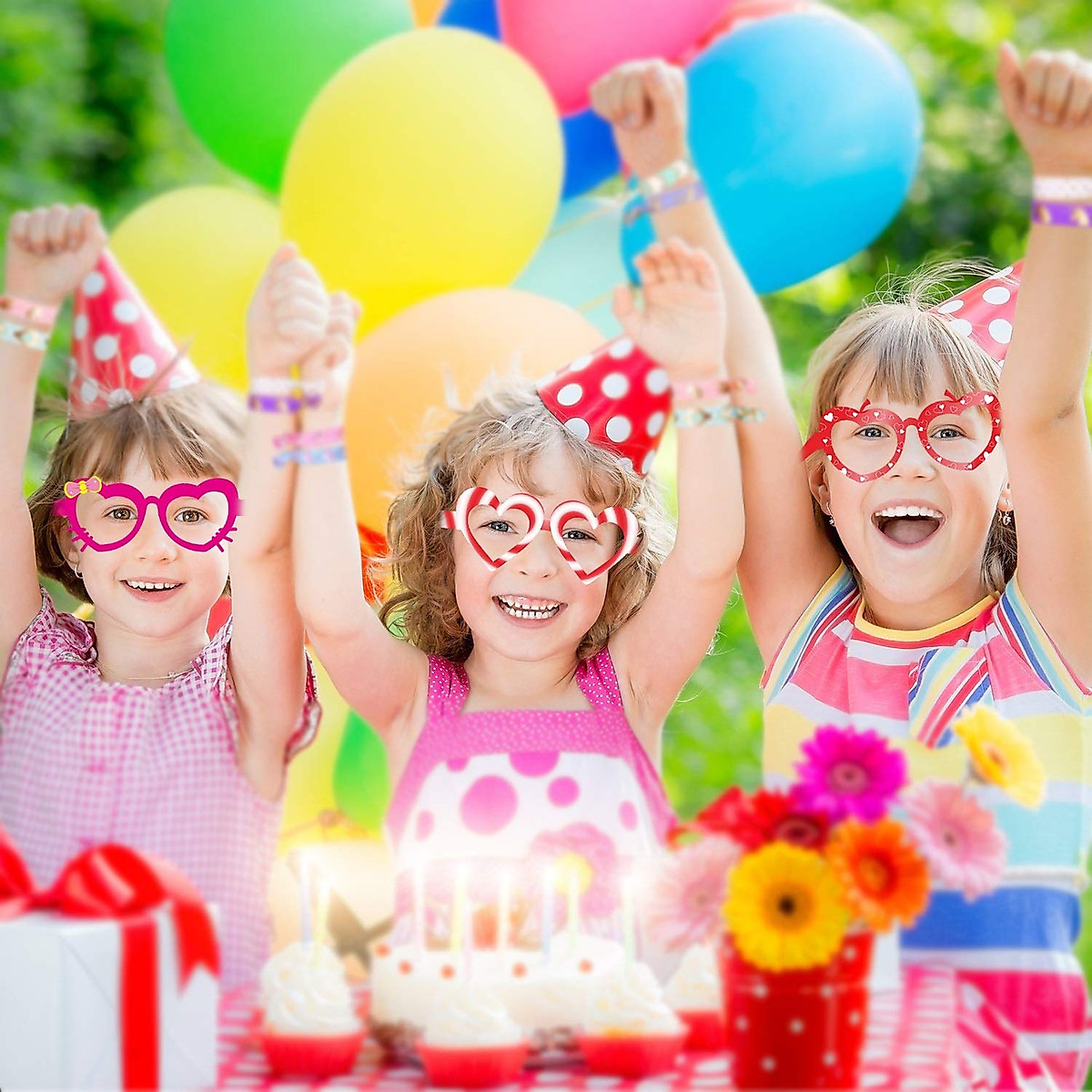 HOWAF Valentine's Day Party Favors for Kids, 27 Pack Paper Valentine Glasses Photo Props Valentines Decoration Costume Party Glasses Frame for Kids Valentines Gift Bulk Toys for Teacher Prizes