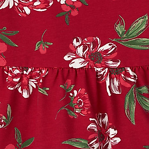 The Children's Place Long Sleeve Floral Print Knit Tiered Dress,CLASSICRED,6-9MONTHS