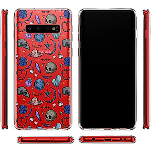 TPU Phone Case Compatible with Samsung A72 A71 5G A70 A51 A50 A32 A21 A11 A12 A13 A14 A01 Goth Barbed Wire Creepy Full Moon Silicone Shockproof Protective Print Clear Soft Occult Durable Skull