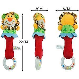 CHAFIN Baby Soft Rattles Shaker, Infant Developmental Hand Grip Baby Toys, Cute Stuffed Animal with Sound for 3 6 9 12 Months and Newborn Gift(2 Pack)