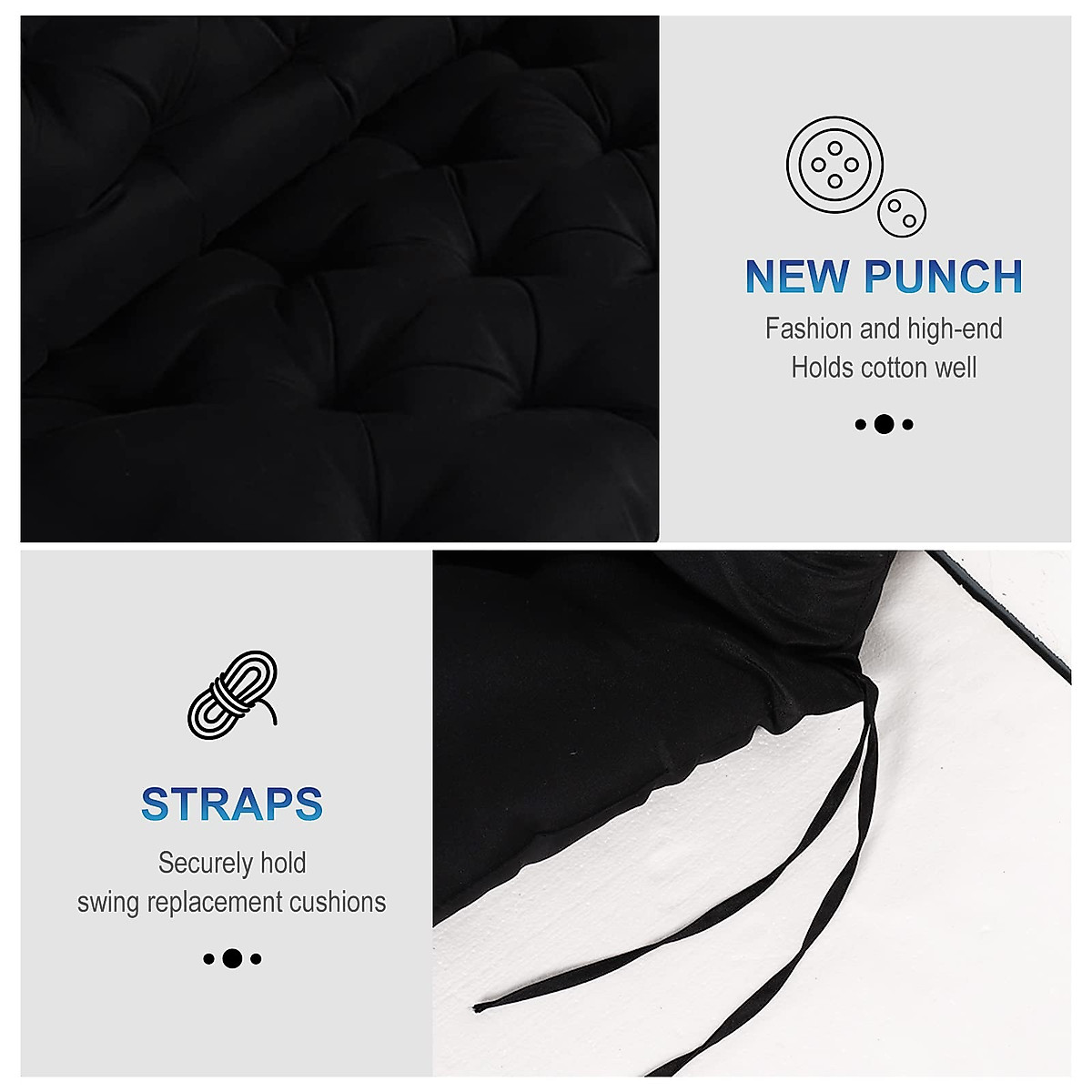 Porch Swing Cushions, Outdoor Swing Cushions for 2-3 Seats, Garden Terrace with backrest Swing Replacement Cushions, Comfortable and Soft, Suitable for Indoor and Outdoor (Light Coffee,40*40)