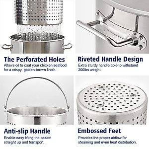 ARC 64-QT Large Stainless Steel Stockpot for Seafood Boiler Crawfish Pot with Basket and Steamer Rack, Outdoor Cooking Pot for Crab Lobster Shrimp Trukey Fryer Boiling, and Tamales Steamer,16 Gal