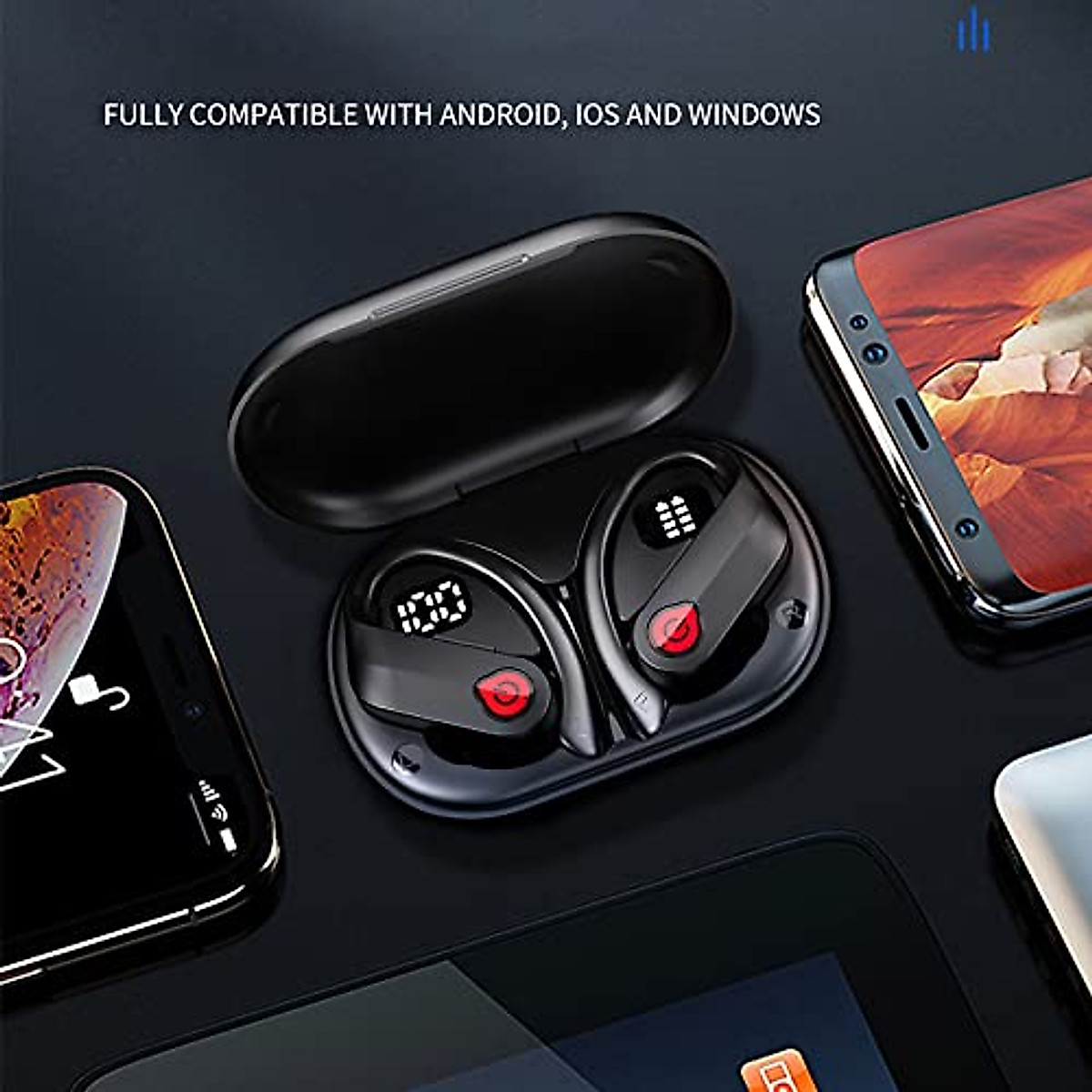 Dmnzoey Bluetooth Headset in-Ear Earbuds Physical Noise Reduction Headphones Bluetooth 5.3 Fast and Stable Connection for Sports Black