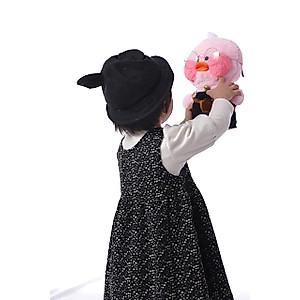 Duck Stuffed Animal,Soft Plush Toy for Kids Girls, Hugglable Stuffed Toy with Cute Hat and Costume, Best Gifts for Christmas 12in/30cm (Pink Black)