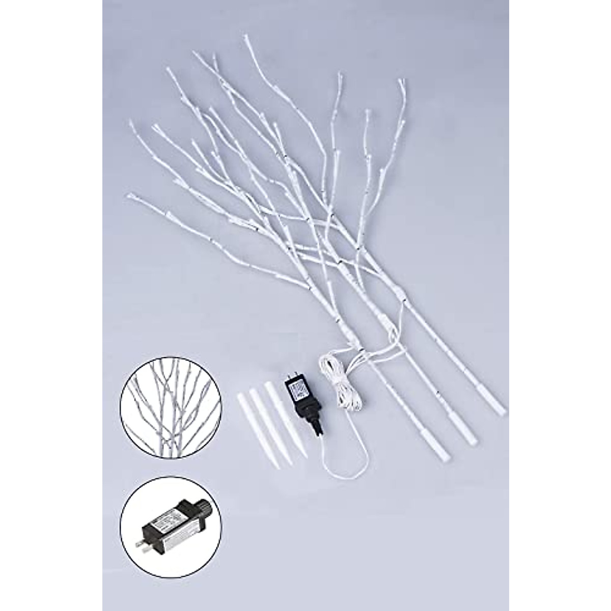 Vanthylit 3PK 30'' Lighted Birch Twig Branches with 60 LED Warm White Bulbs Waterproof Adapter in for Outdoor and Indoor Decor