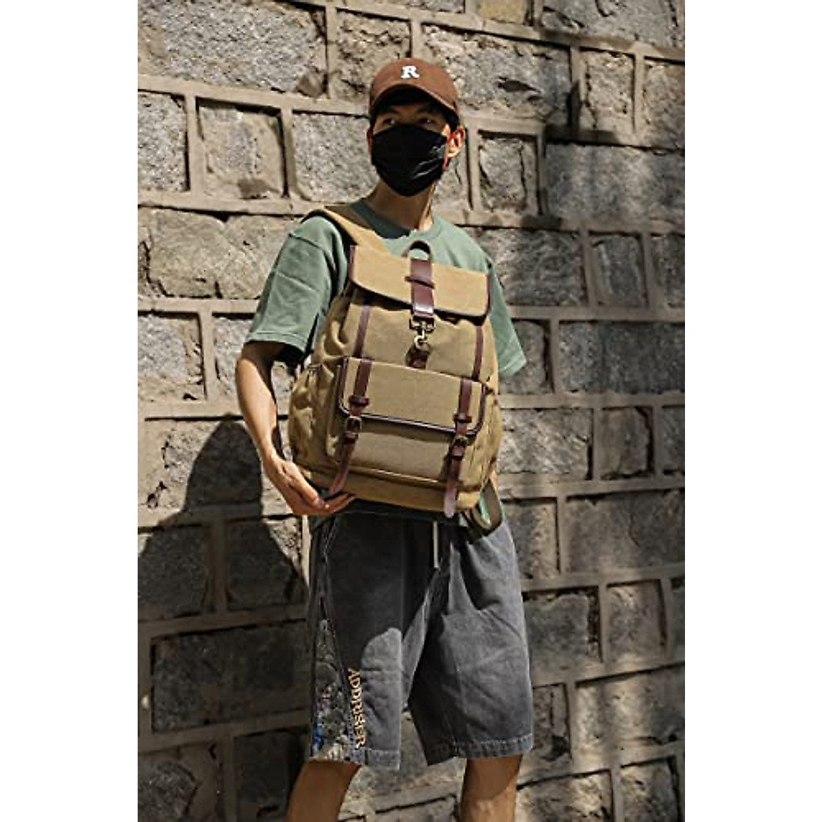 Creaweal Canvas Backpack Vintage Backpack Rucksack Men & Women Bookbag Fits 15.6-17 Inch Laptop Backpacks Lightweight (Upgrade-Brown)