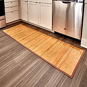iDesign Bamboo Non-Skid Water-Resistant Floor Mat, The Formbu Collection – 24" x 72”, Natural Tan