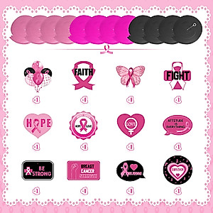 24 Pieces Breast Cancer Awareness Hanging Swirl Decorations Breast Cancer Party Ceiling Decor Pink Ribbon Faith Strength Courage for Charity Theme Party Favors