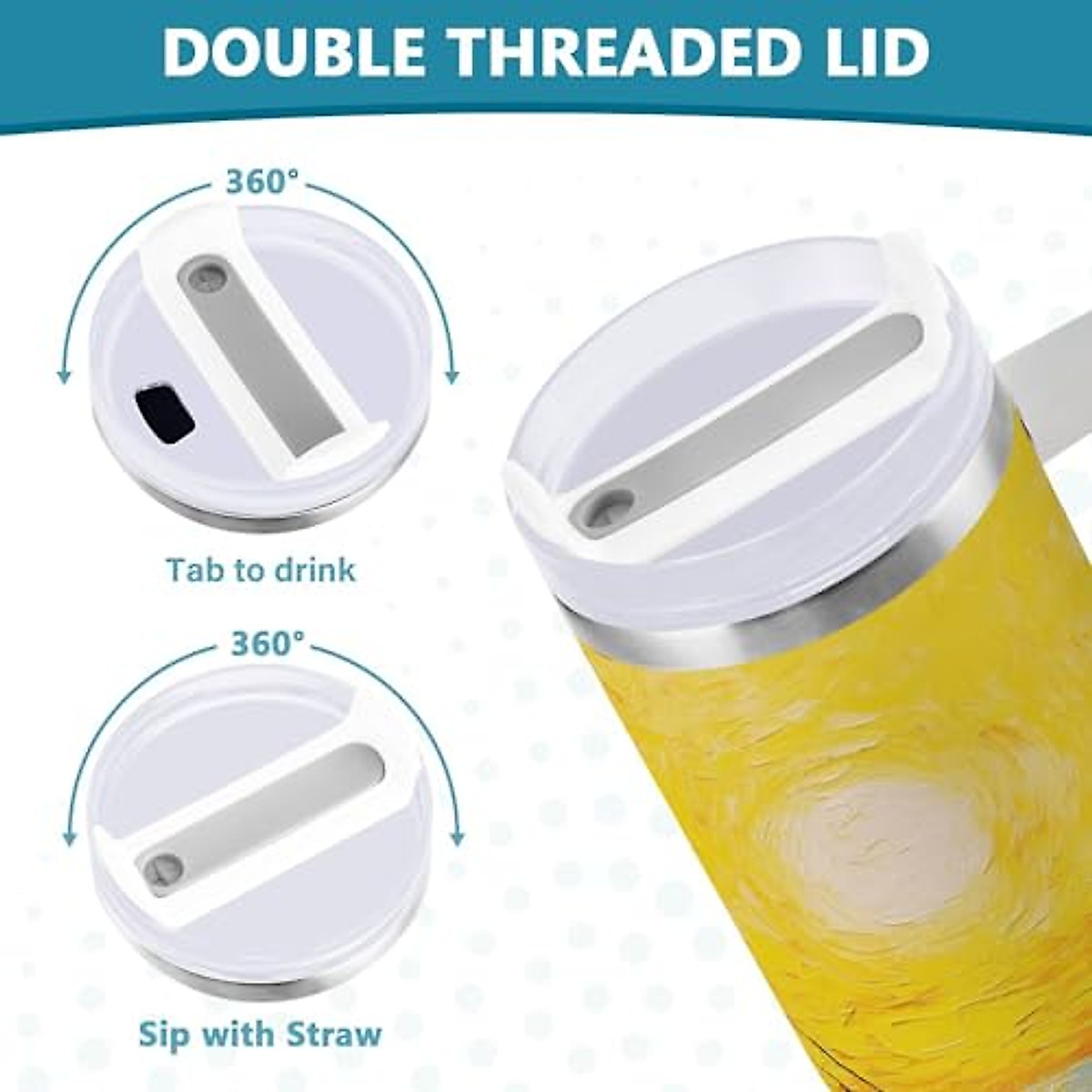 RPLIFE Boat Sunset Oil Painting Style 40oz Tumbler with Handle, Stainless Steel Tumbler with Straw, Tumbler for Men