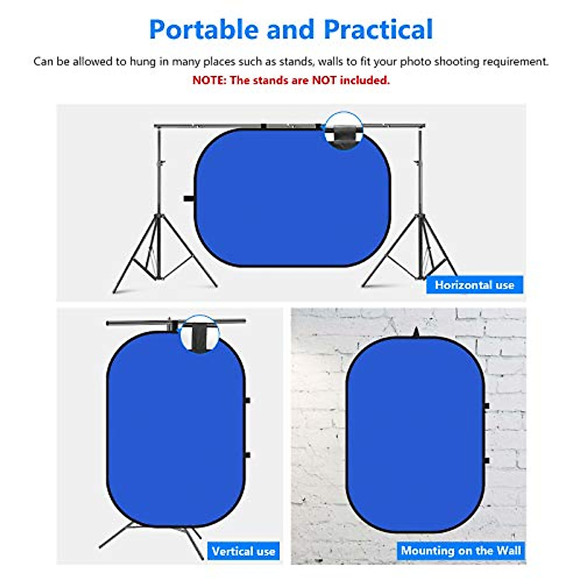Neewer Chromakey Backdrops, Double-Sided Green Screen and Blue Screen, 2-in-1 Collapsible and Reversible Background for Photography, Gaming and Live Streaming, 5’×6.6’/1.5m×2m