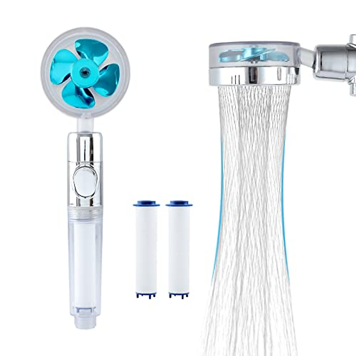 Essbhach Shower Head with Handheld, High Pressure Hand Held Turbo Shower Head Rainfall, Hydro Jet Shower Head Kit with 3 Filters, Turbocharged Shower Head,Easy to Install,Blue