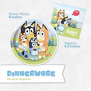 Unique Bluey Birthday Decorations and Supplies | Serves 16 Guests | Bluey Banner, Bluey Tablecloth, Bluey Balloons, Bluey Plates and Napkins, Sticker | Bluey Party Decorations | Officially Licensed