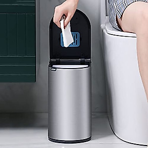 CZDYUF Stainless Steel Smart Trash Can Waterproof with Cover Toilet Brush Trash Bin Top Brand Luxury Business