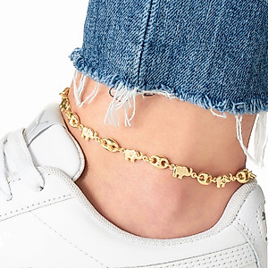 Barzel 18K Gold Plated Elephant Anklet For Women - Made In Brazil (Mariner Elephant)