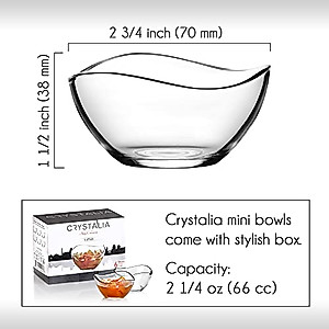 Volarium Mini Glass Bowls for Dipping Sauces, Condiments, Salsa, Mini Parfaits and Fruit Salads, Individual Portions of Appetizers and Portion-Controlled Desserts, Set of 6 (2 1/4 oz)