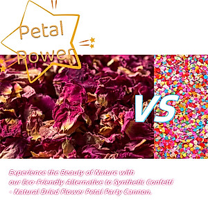 Meng's Grocery Natural Dried Flower Petal Confetti Cannon, 4pcs Rose Petals Party Supplies Confetti Poppers, Biodegradable Petals Confetti Cannon for Wedding, Birthday, Graduation