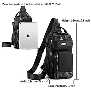 FASNAHOK Crossbody Sling Backpack for Men Women Multipurpose Cross Body Chest Bag Travel Hiking Casual Daypack (Black)