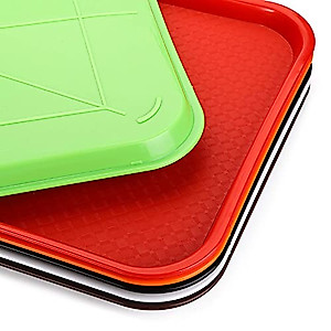 Yarlung 6 Pack Plastic Fast Food Trays, 16x12 Inches Restaurant Serving Trays Set for Coffee Table, Kitchen, Party, 6 Colors