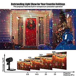 Christmas Lights Laser Projector Outdoor Red and Green Starry Projection Light 3 Working Modes Waterproof Plug in Mountable for Holiday Xmas House Indoor Party New Year Decoration Show, Black