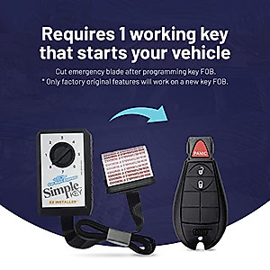 Simple Key, Key Fob and Key Programmer with Interchangeable 3 & 4 Button Keypads, Key Replacement Kit, Simple Key Programmer for Car Remote Start and Keyless Entry