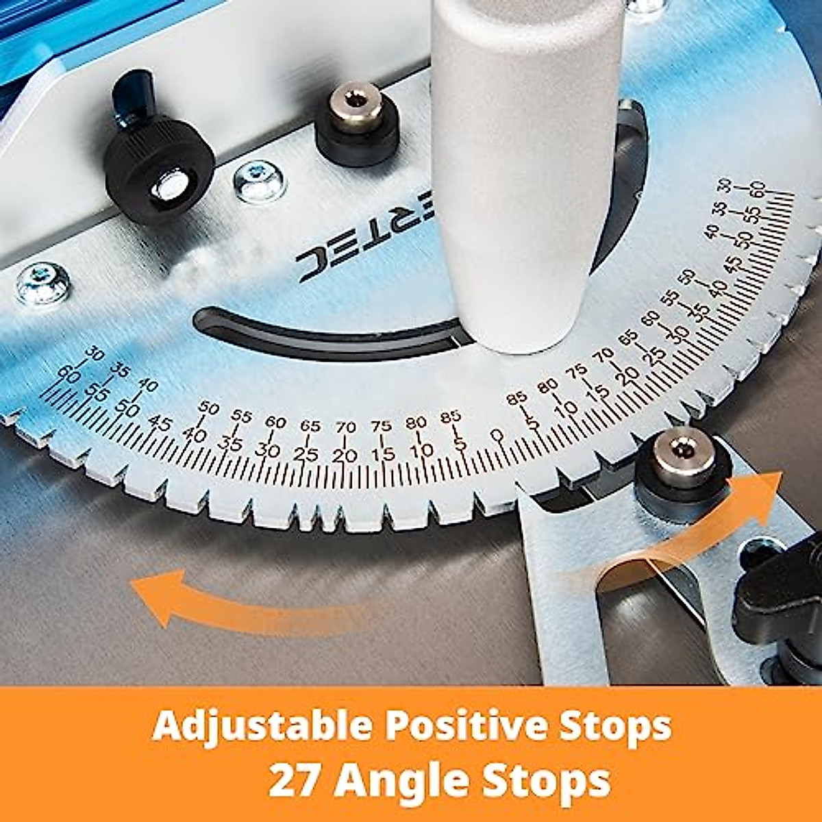 POWERTEC 71391 Table Saw Precision Miter Gauge System w/ 27 Angle Stops and 3/4”x 3/8”T-Slotted Miter Bar w/Removable T-Slot Plate; Includes 24”x 3” Multi T–Track Fence w/Scale, T-track Flip Stop