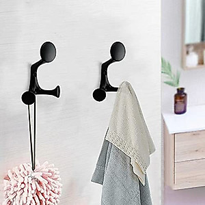 Wall Hook Metal Heavy Duty Kids Backpack Hooks Black Double Prong Hooks Indoor Coat Hook for Hanging Bathroom Towels Keys Cap Wall Mount Modern Decor Horn Hook 3 Pack with Screws, Black