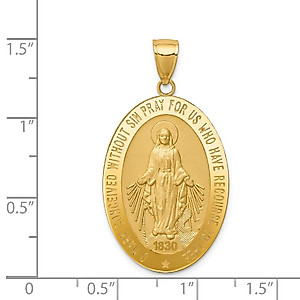 FB Jewels Solid 14K Yellow Gold Miraculous Medal Pendant