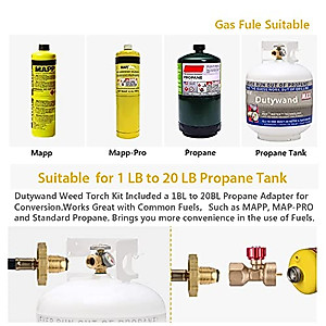 Propane Torch Weed Burner Kit, Weed Burner Torch Self Igniting with 9.9 FT Hose Plus 1 LB Propane Adapter, High Output 700,000 BTU Propane Weed Torch for Roofing,Ice Snow,Road Marking,Charcoal