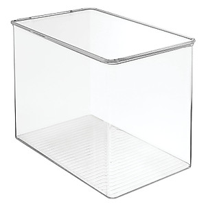 mDesign Stackable Plastic Closet Storage Container Shoebox with Hinge Lid - Individual Transparent Storage Organizer Containers for Shoes - Ligne Collection, Clear