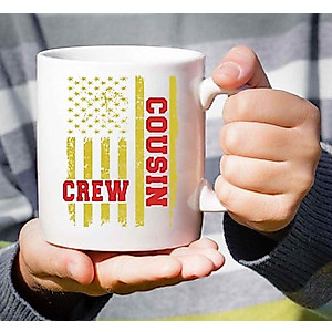 Cousin Crew Outdoor Camp Gift - Grey Multicolored Unisex Sweat for Kids & Men - 11 Oz White Ceramic Coffee Mug