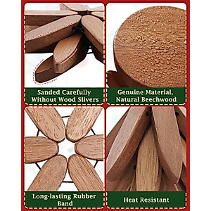 Wooden Tree Coasters with Holder, Wooden Trivets for Hot Dishes Decorative Christmas Tree Shape Includes 3 Pcs Hot Plate Mats, Tree Trivets for Hot Pots and Pans, Hot Pads for Countertop, Sapele