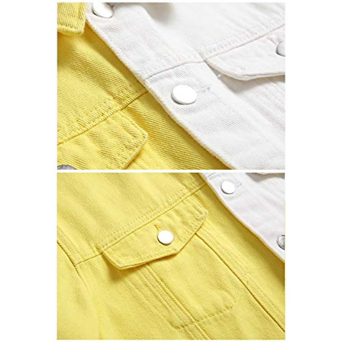 LZLER Jean Jacket for Men,Separable Left&Right Ripped Slim Fit Mens Denim Jacket (Yellow-White, XX-large)