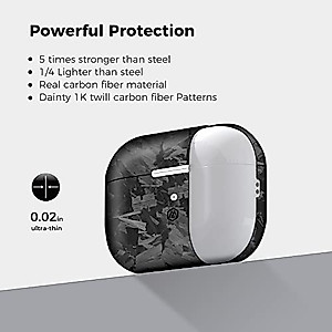 MONOCARBON Carbon Fiber Case-for-AirPods-Pro-2nd, Generation 2022 Slim Durable Cover-for-AirPods-Pro-2 Accessories,Support Wireless Charging,Shock,with Stripes Lanyard.(Matte Finish)