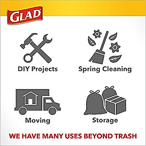 GLAD ForceFlexPlus Tall Kitchen Trash Bags, 13 Gallon Trash Bags for Tall Kitchen Trash Can, Lemon Fresh Bleach Scent to Eliminate Odors, 90 Count (Package May Vary)
