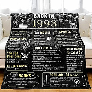 30th Birthday Blanket Gift for Women or Men, 30 Years Old 1993 Anniversary Weeding Gift for Wife Husband Mom Dad, Back in 1993 Flannel Fleece Soft Throw Blanket