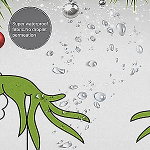 Christmas Shower Curtain Sets, Bathroom Sets, Toilet Lid Rug, Contour Mat and Bath Mat Xmas Santa Classical Christmas Ornaments Pine Tree Shower Curtain with 12 Hooks for Bathroom Set Decor