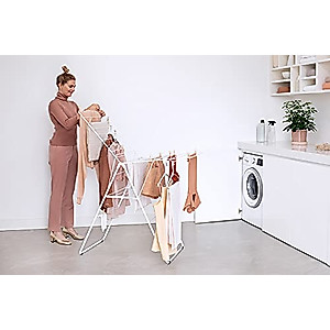 Brabantia HangOn Laundry Drying Rack (20m / Fresh White) Compact, Foldaway, Adjustable Indoor Stainless Steel Clothes Horse